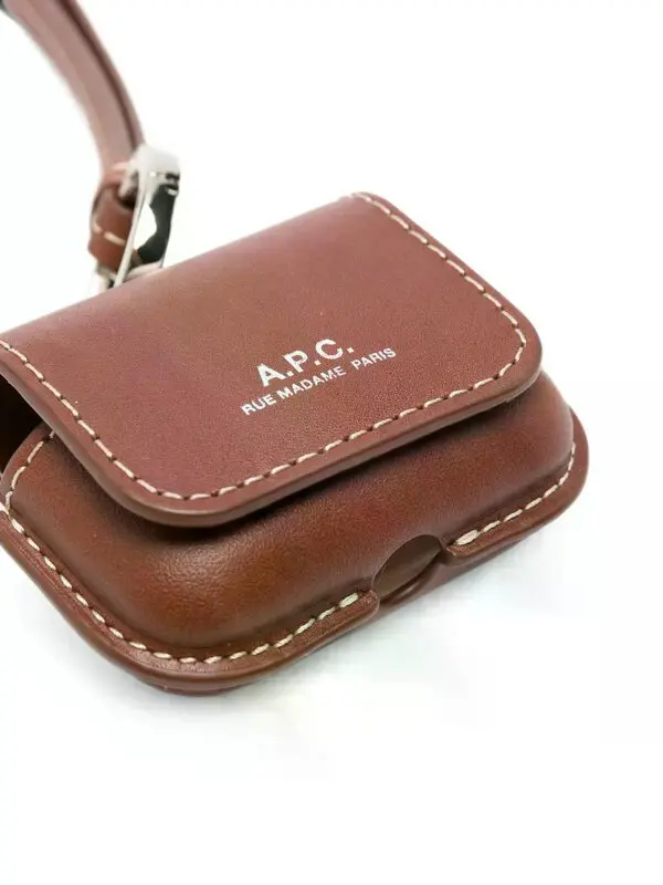 A.p.c. Logo-print Leather Airpods Pro Case Keyring