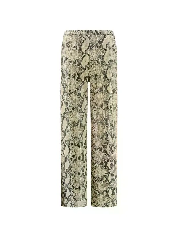 ALYSI Snakeskin-effect Leather Trousers - Neutrals
