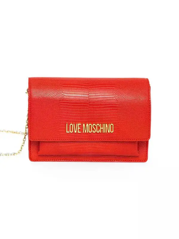 Moschino Lizard-effect Chain Shoulder Bag - Red