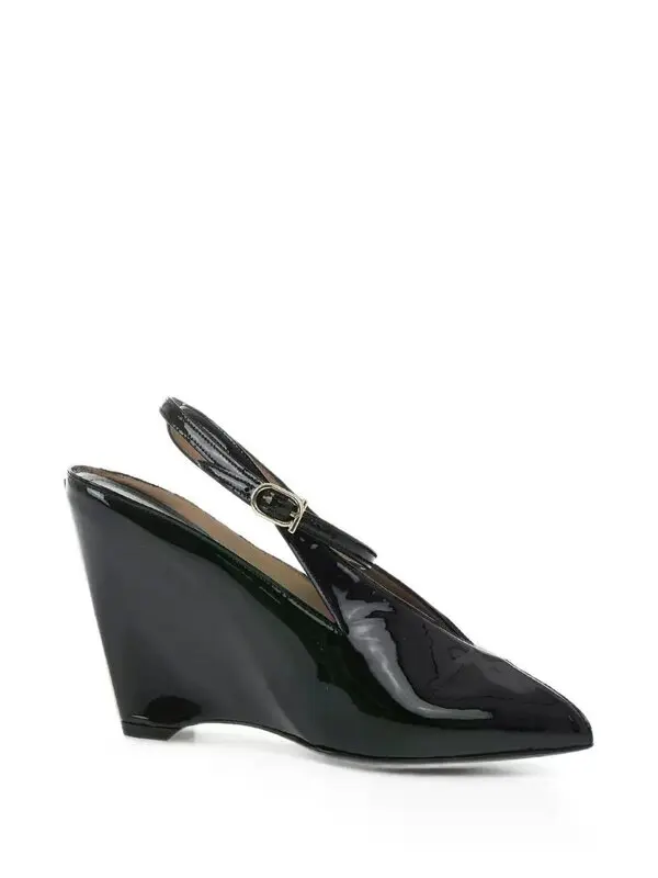 FERRAGAMO Leather Wedge Sandals - Black