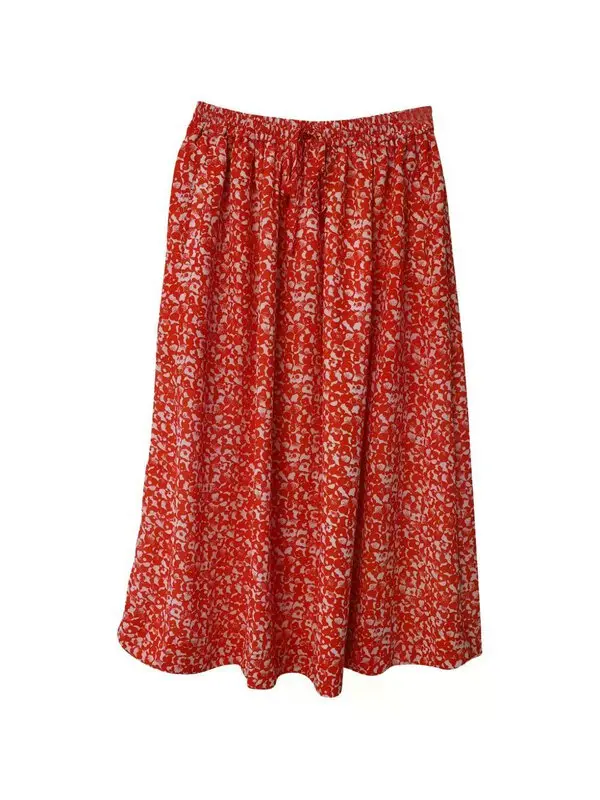 GANNI Floral-print Silk Skirt - Orange
