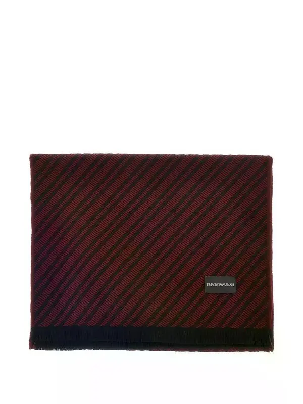 Emporio Armani Diagonal-stripe Wool Scarf - Black