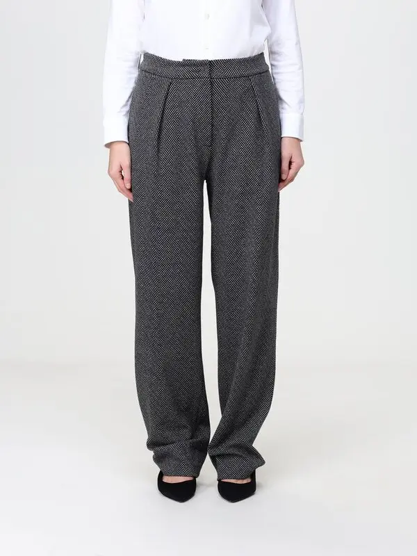 Emporio Armani Chevron Cotton-blend Wide-leg Trousers