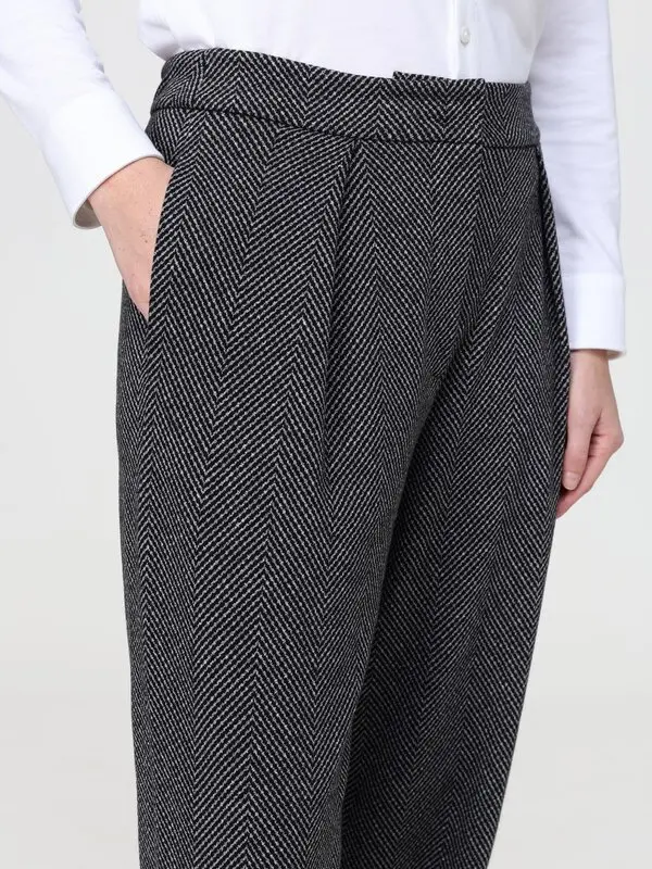 Emporio Armani Chevron Cotton-blend Wide-leg Trousers