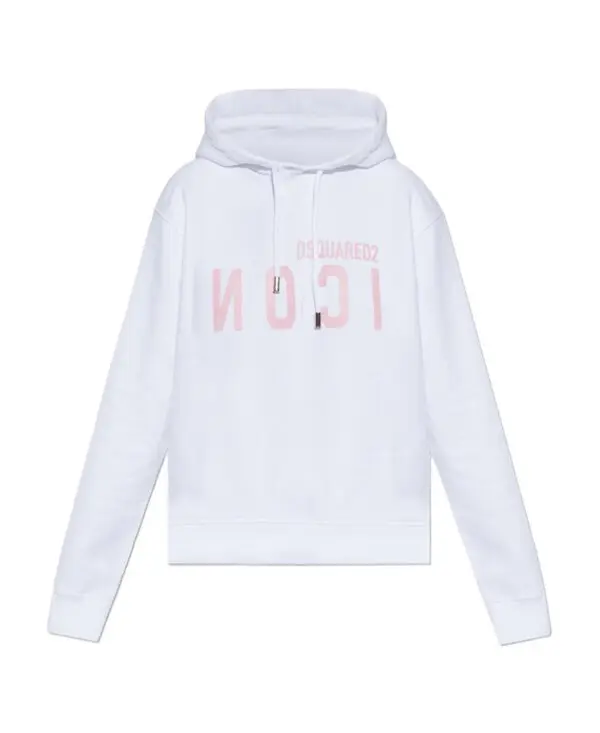 Dsquared2 Icon Printed Drawstring Hoodie - White