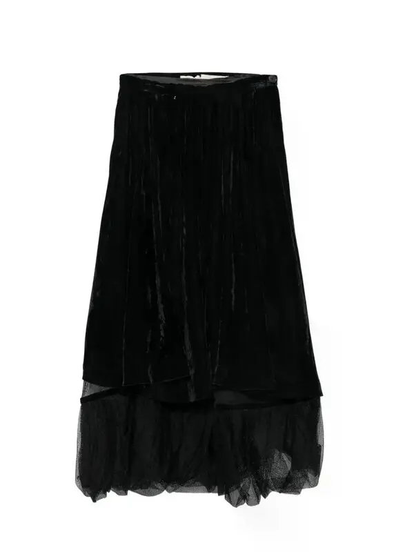 ROMEO GIGLI 1990s Velvet Layered Midi Skirt