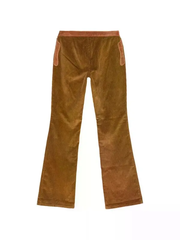 Dolce & Gabbana 2000s Leaf Appliqué Corduroy Flared Trousers - Brown