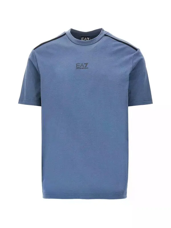 EA7 Natural Ventus 7 Logo-print Tape-detail T-shirt - Blue