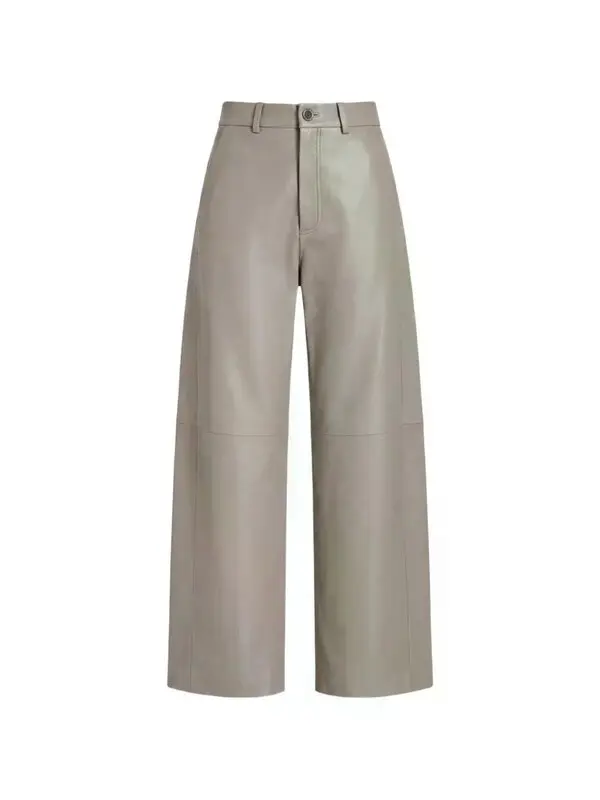 ALYSI Wide-leg Leather Trousers - Grey