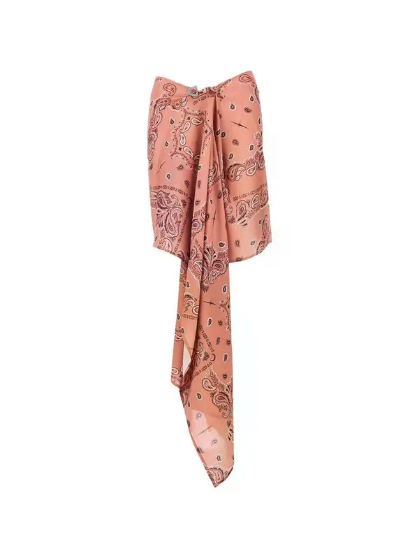 VENUJA Paisley Print Wrap Skirt - Orange