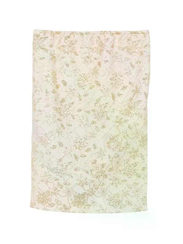 Saint Laurent Brocade Midi Skirt - Neutrals