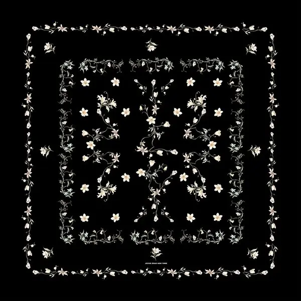 JESSIE ZHAO NEW YORK Starlit Bloom Double Sided Silk Scarf - Black