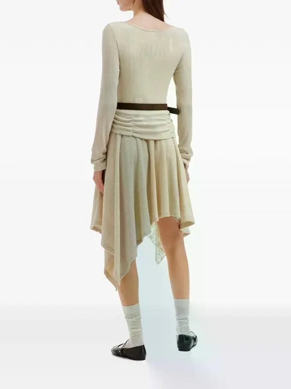 B+AB Midi Ribbed-knit Handkerchief-hem Dress