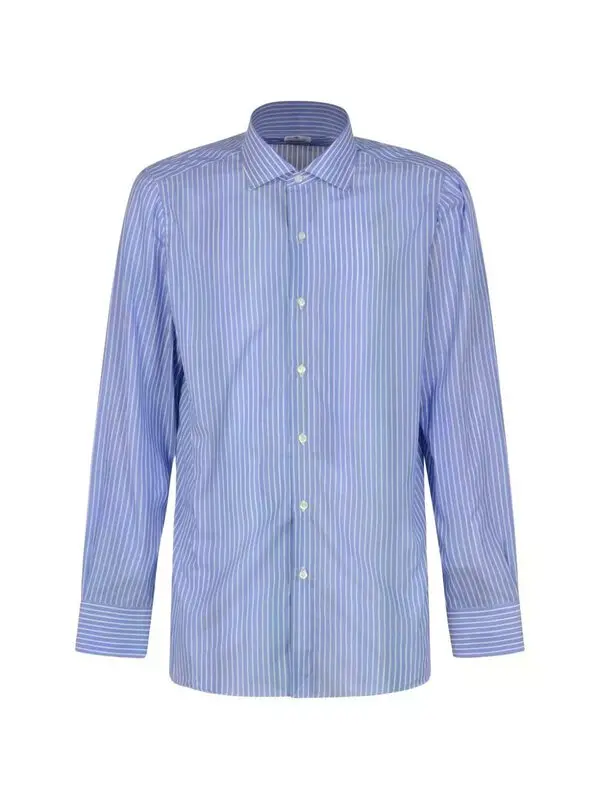 FINAMORE 1925 Vertical-stripe Shirt - Blue