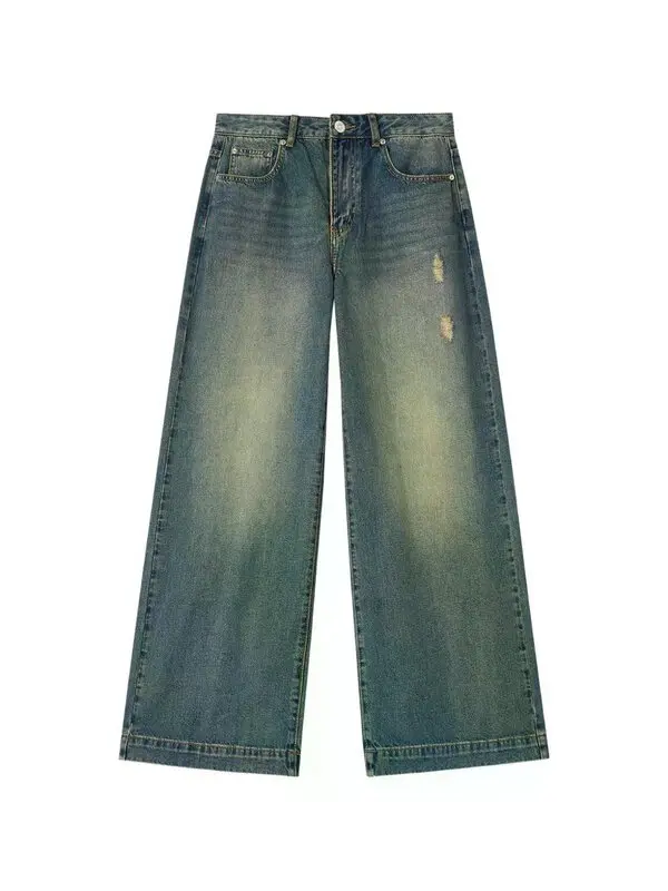 B+AB Distressed Wide-leg Jeans