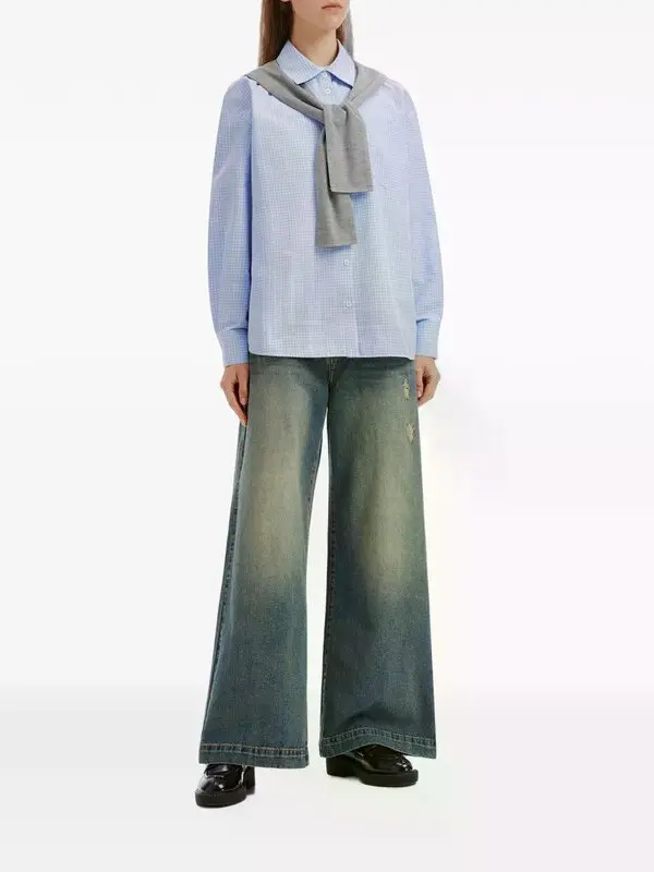 B+AB Distressed Wide-leg Jeans