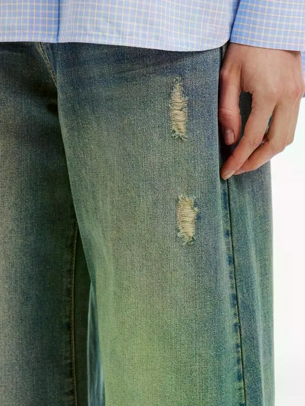 B+AB Distressed Wide-leg Jeans