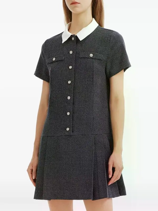 B+AB Mini Tweed-effect Pleated Dress