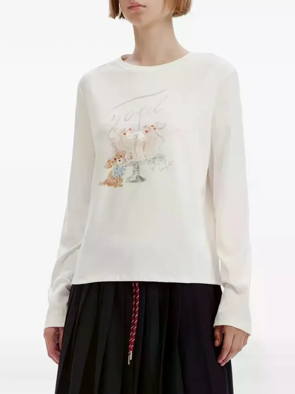 TOUT A COUP Graphic-print Long-sleeve T-shirt - White