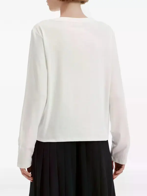 TOUT A COUP Graphic Print Long Sleeve Crewneck T-shirt - White