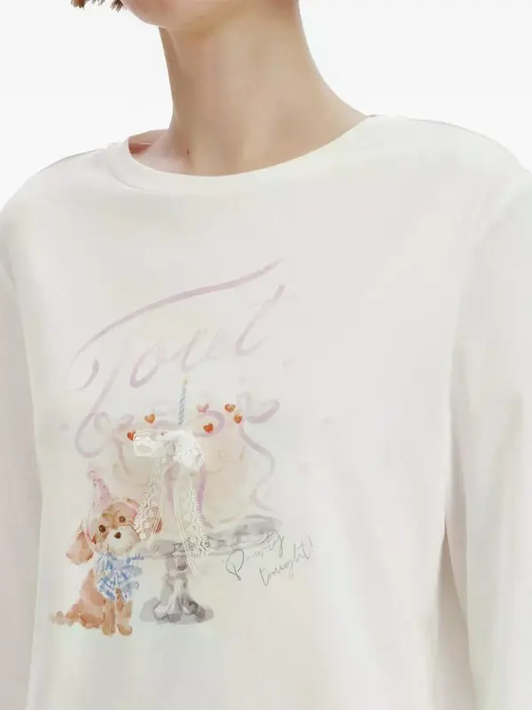 TOUT A COUP Graphic Print Long Sleeve Crewneck T-shirt