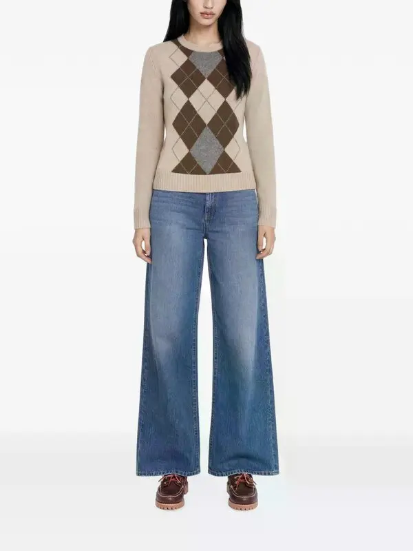 Max Mara Argyle Wool And Cashmere Sweater - Neutrals