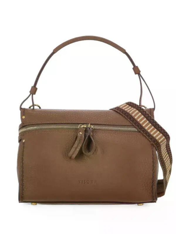 VISONA` Felicita Noce Grained Leather Shoulder Bag