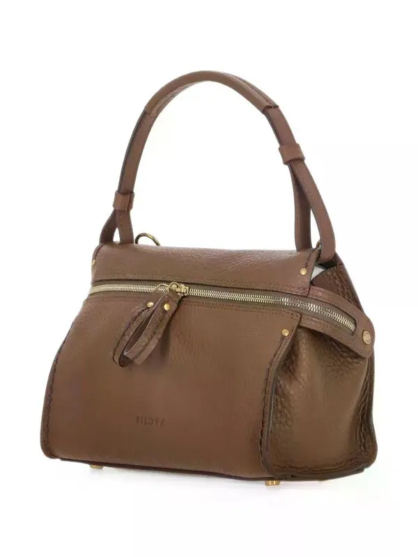 VISONA` Felicita Noce Grained Leather Shoulder Bag