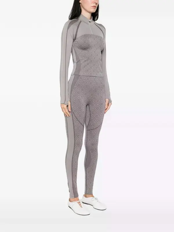 Casablanca Monogram Print Half-zip Top - Grey