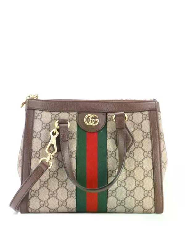 Gucci Ophidia Top Handle Gg Coated Canvas Small Tote Bag - Brown