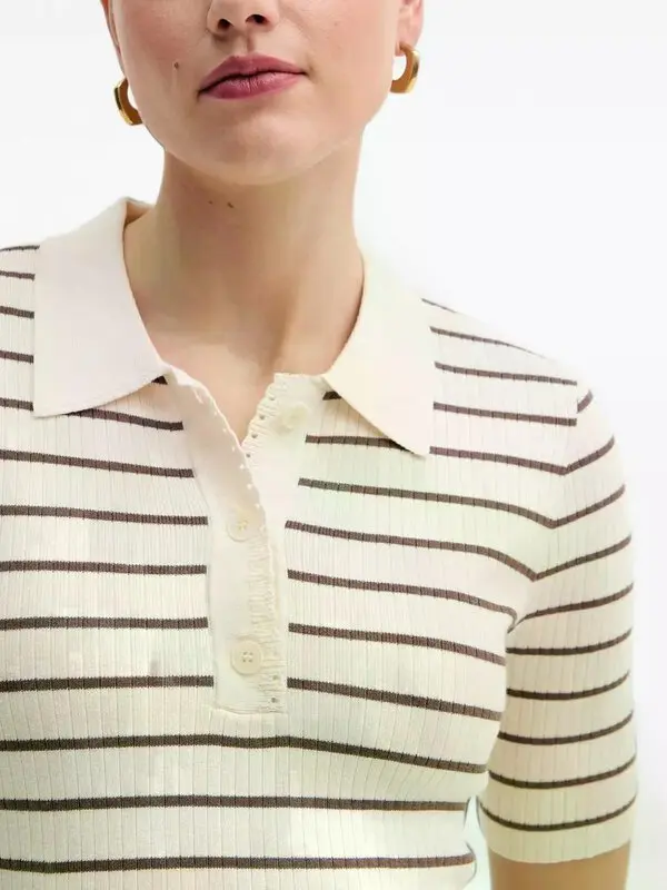 MOS MOSH Striped Ribbed Polo Shirt