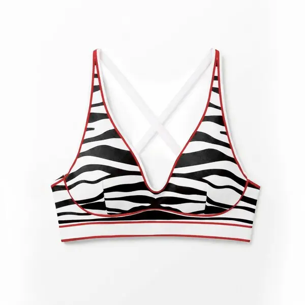 JESSIE ZHAO NEW YORK Black / White Zebra Stripe Sports Bra - Black/white