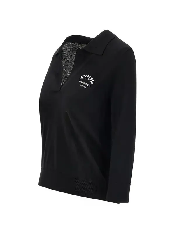 Iceberg Logo Embroidered V-neck Sweater