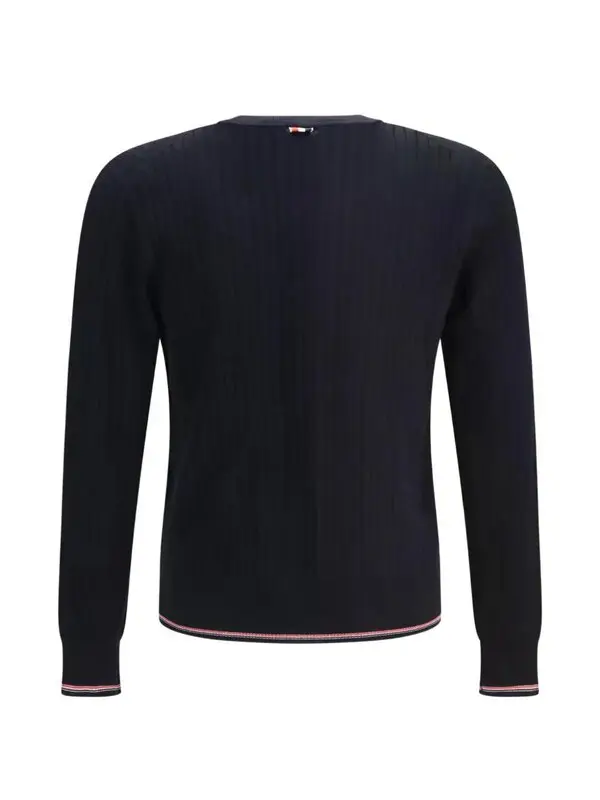 Thom Browne Rib-stitch V-neck Wool Cardigan