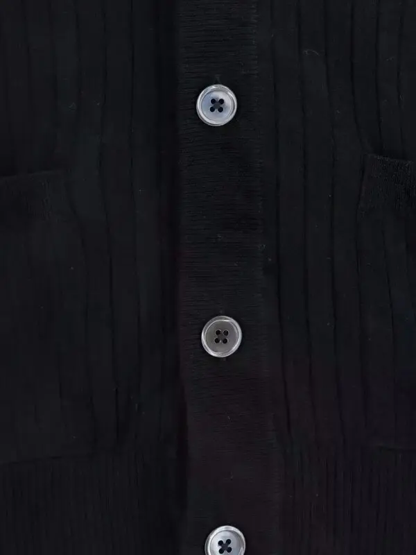 Thom Browne Rib-stitch V-neck Wool Cardigan