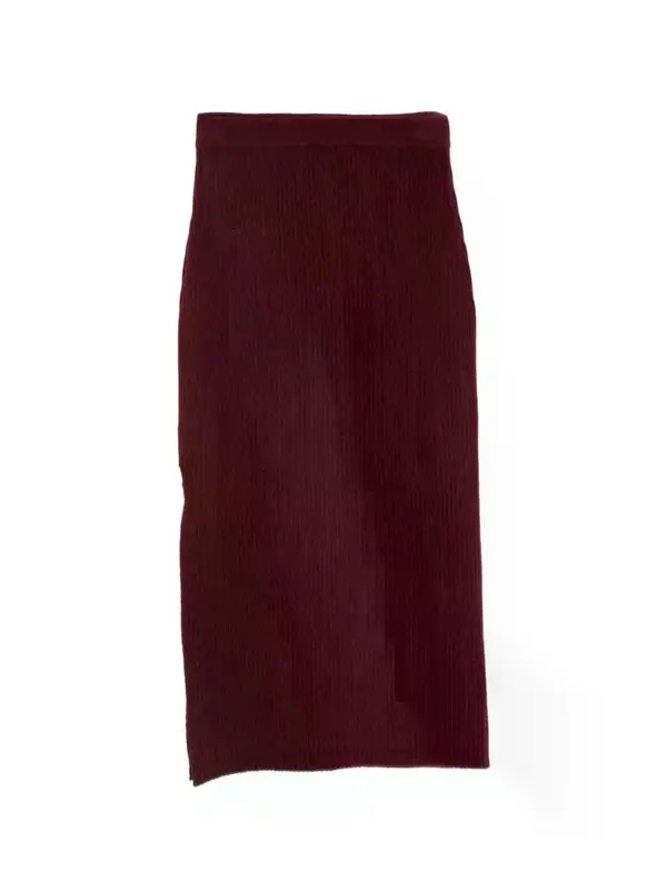 ALLUDE Ribbed-knit Midi Skirt - Red