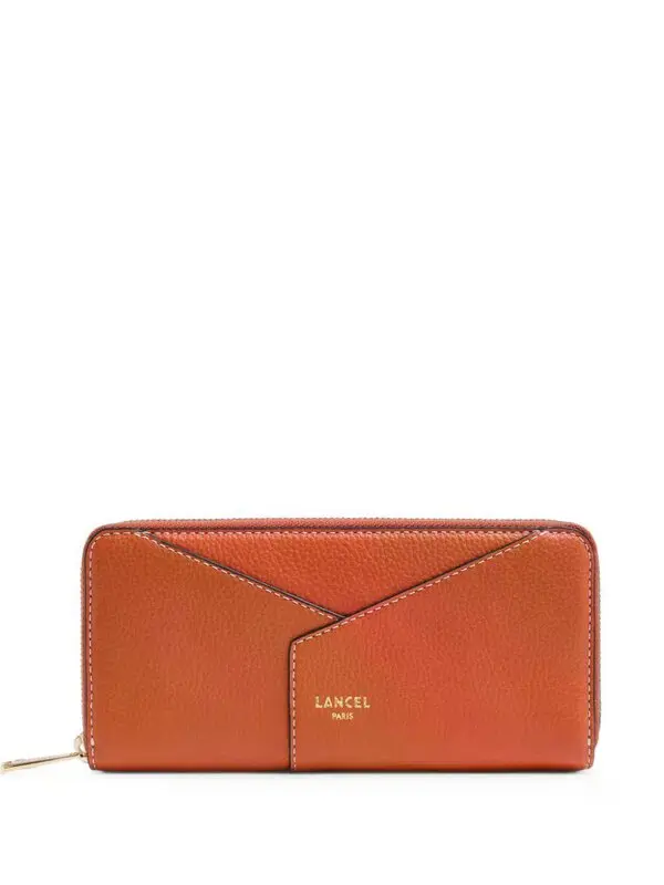 LANCEL Enveloppe Grained Leather Wallet - Orange