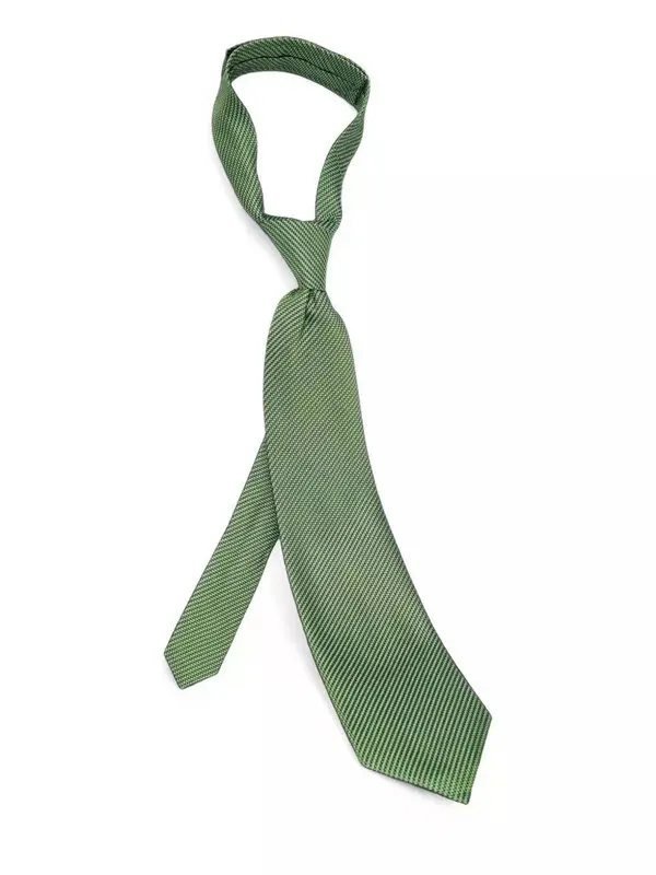 DOUBLET Textured Finish Pointed-tip Tie - Green