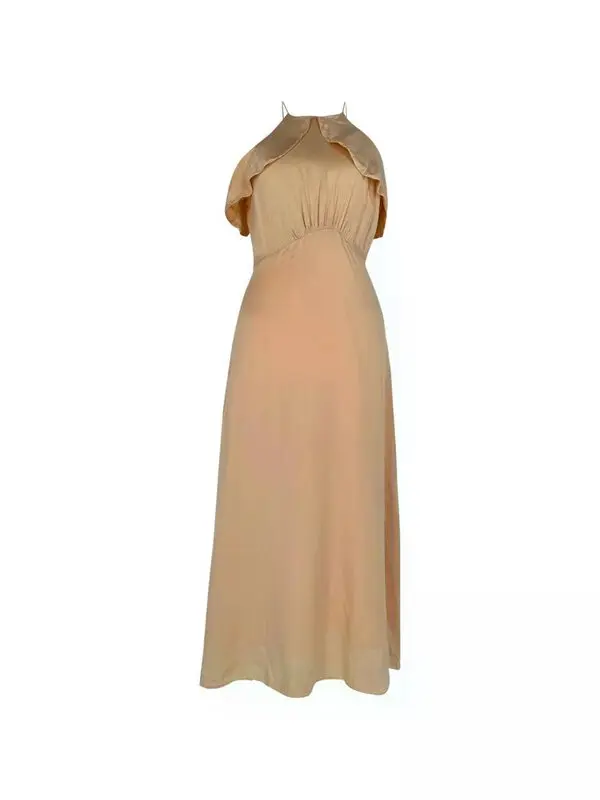 Zimmermann Peach Silk Ruffled Midi Dress - Neutrals