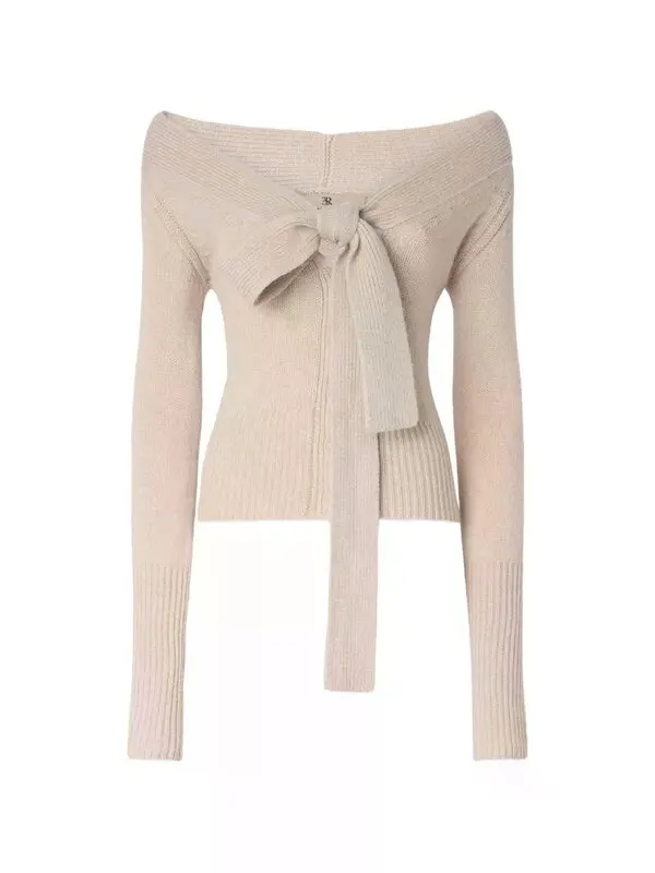 Ermanno Scervino Off-shoulder Sweater With Bow Detail - Neutrals