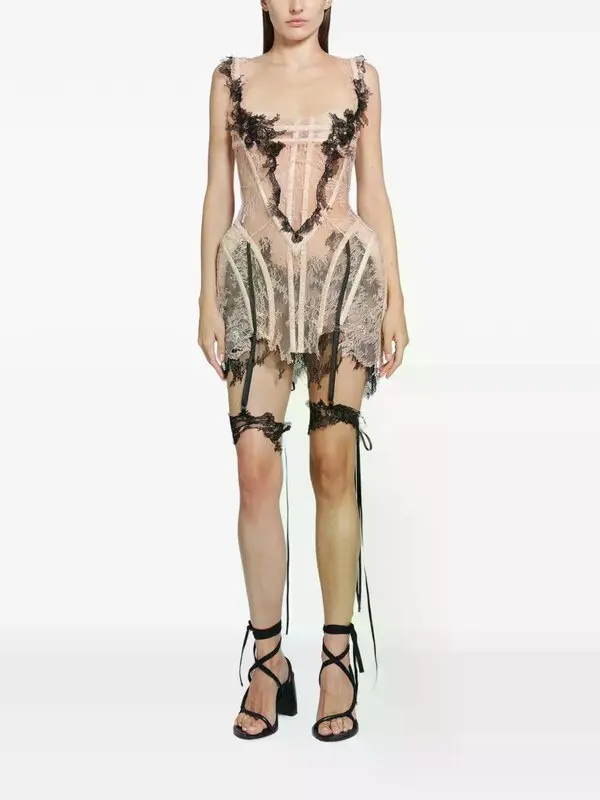 DREAMING ELI Corset Lace Mini Dress - Pink