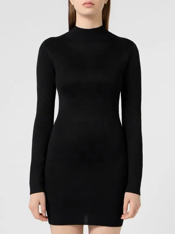 Philipp Plein Long Sleeve Mock Neck Dress - Black
