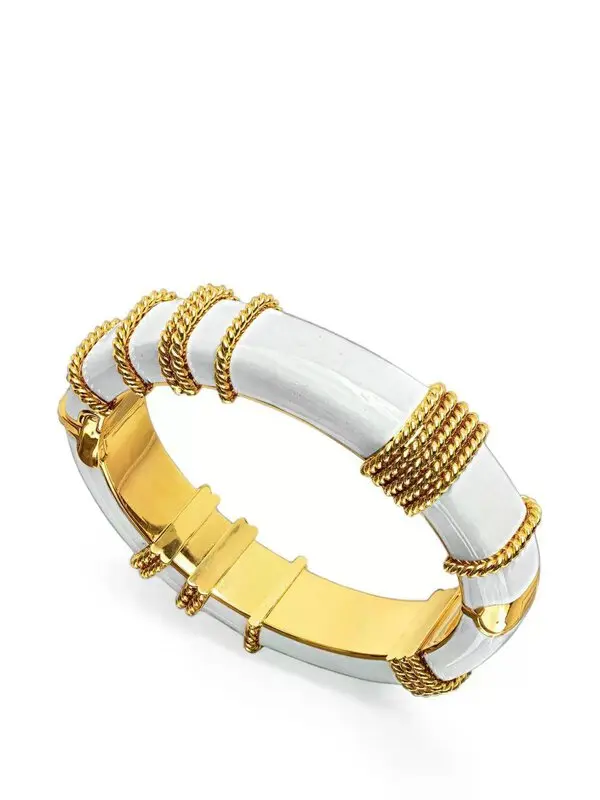 Verdura Mondello Bangle Bracelet In 18k Yellow And White Ceramic