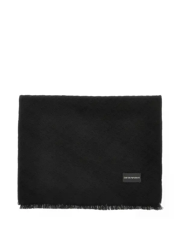 Emporio Armani Diagonal-weave Fringed Scarf