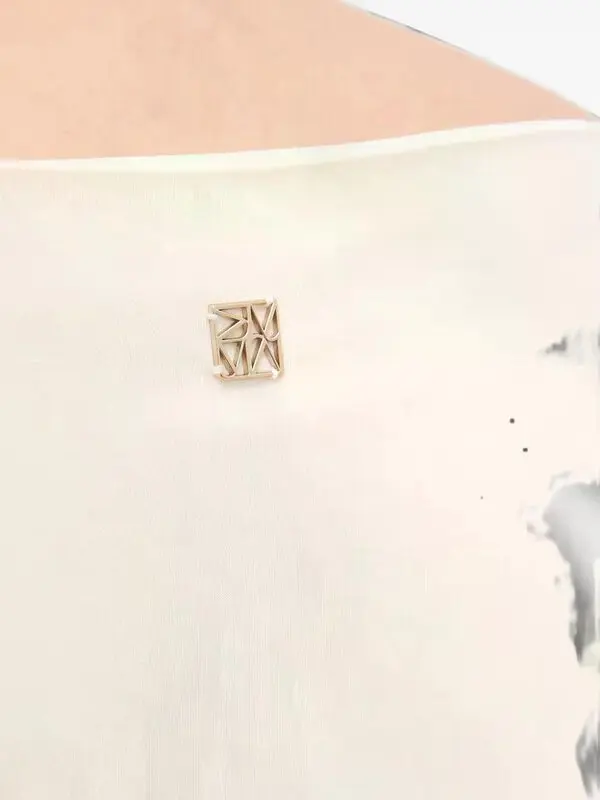 MOS MOSH Gathered-sleeve Boat-neck T-shirt