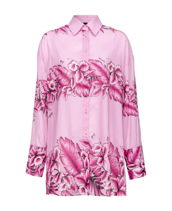 Pinko Floral-print Cotton Shirt - Pink
