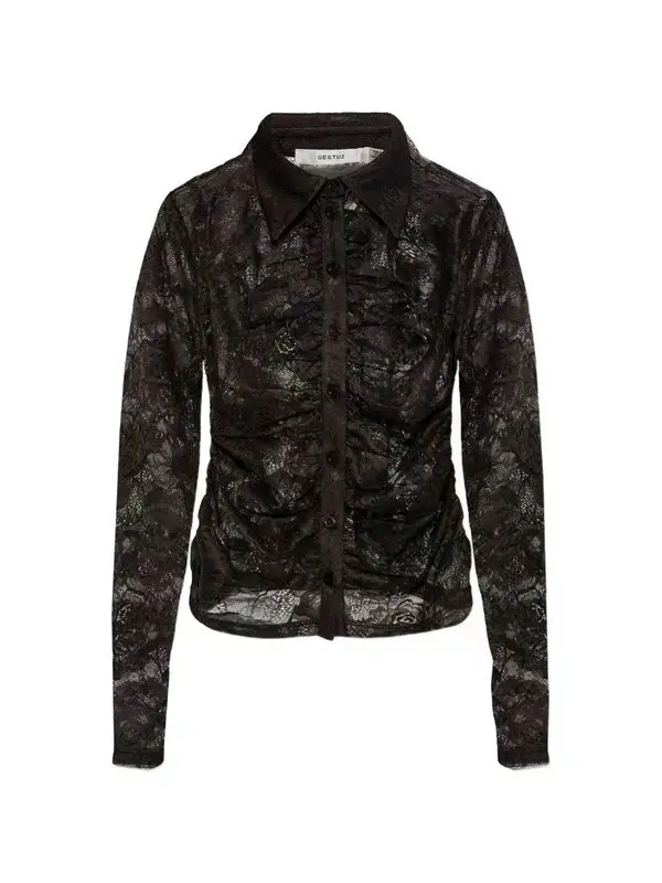 GESTUZ Gzleala Lace Long-sleeve Shirt - Black
