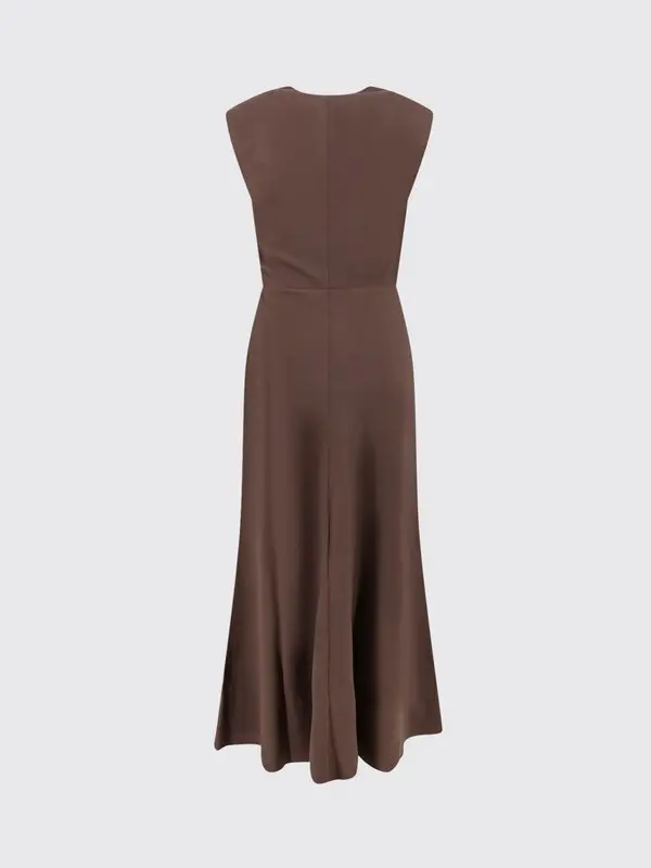 Brunello Cucinelli Draped Cowl Neck Midi Dress - Cocoa