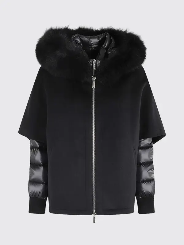 MOORER Short Hooded Wool And Cashmere Coat - Black