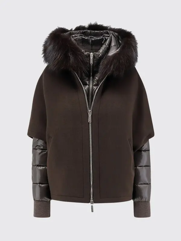 MOORER Down And Fur Hooded Cape
